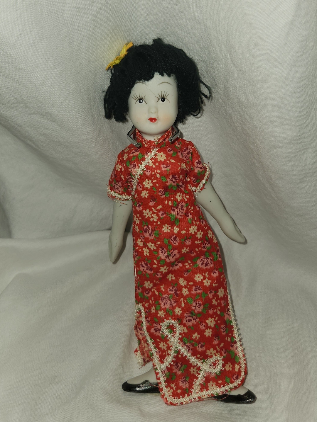 Vintage Porcelain Asian Girl Doll With Stand - Etsy