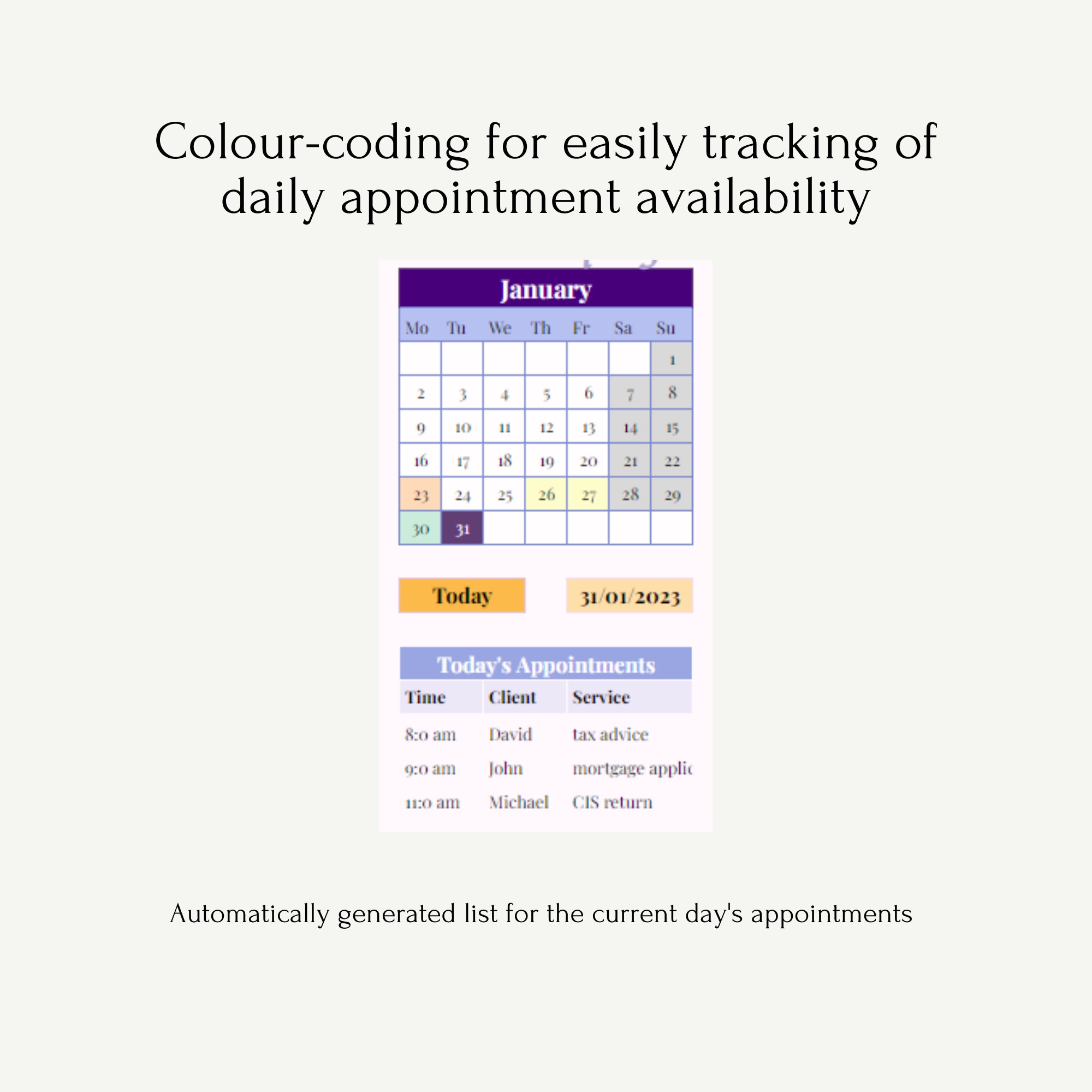 Appointment Tracker Google Sheets, Events Calendar, Meetings Schedule ...