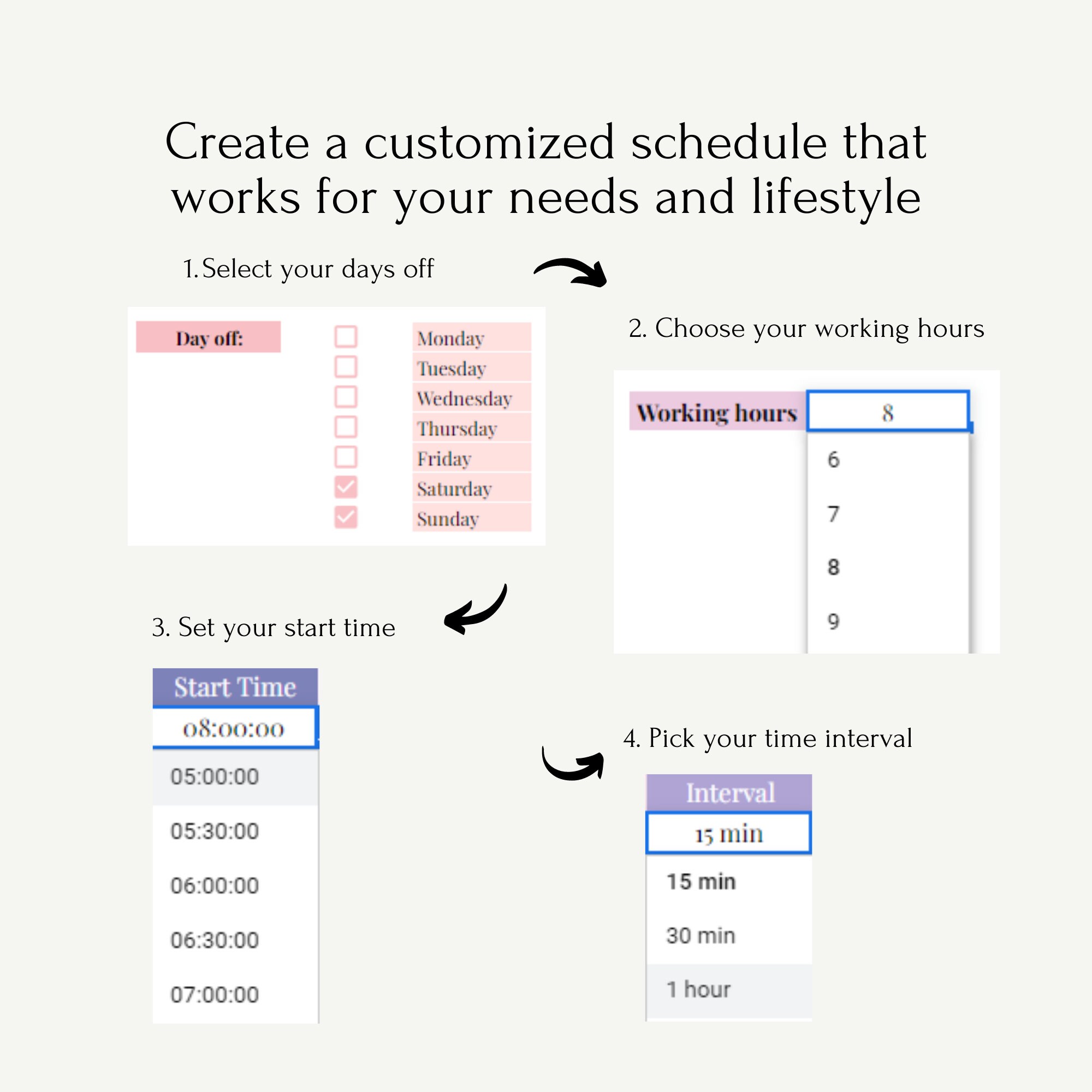 Digital Business/individual Aesthetic Appointment Schedule, Google ...