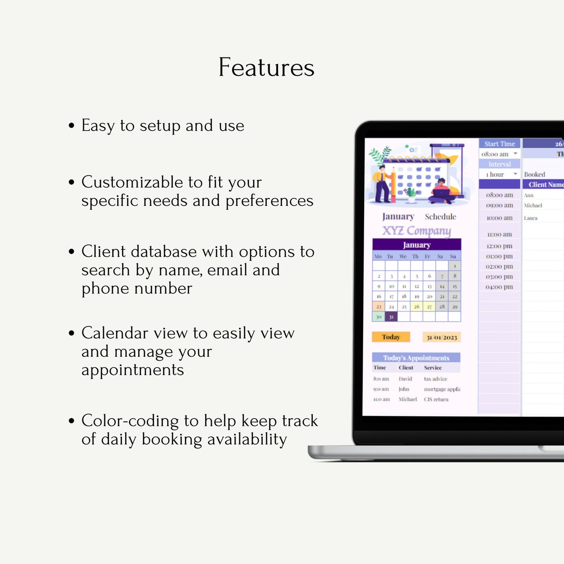Appointment Tracker Google Sheets, Events Calendar, Meetings Schedule ...