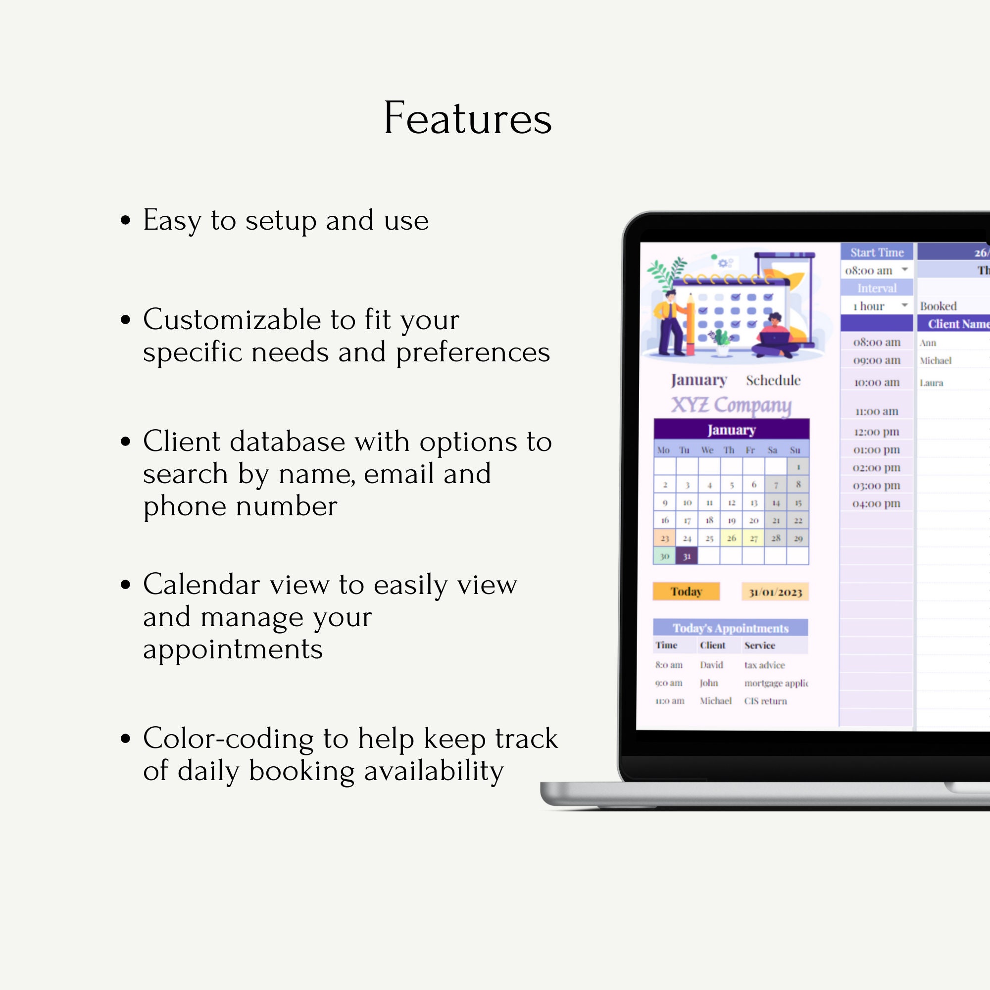Appointment Tracker Google Sheets, Events Calendar, Meetings Schedule ...