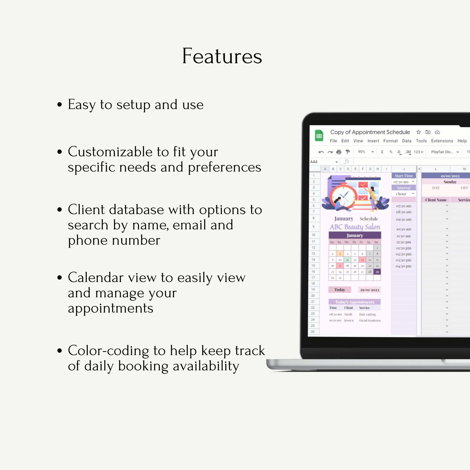 Digital Business/individual Aesthetic Appointment Schedule, Google ...