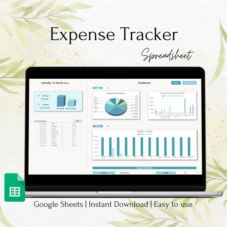 Expense Tracker Google Sheets, Small Business Spending Tracker ...