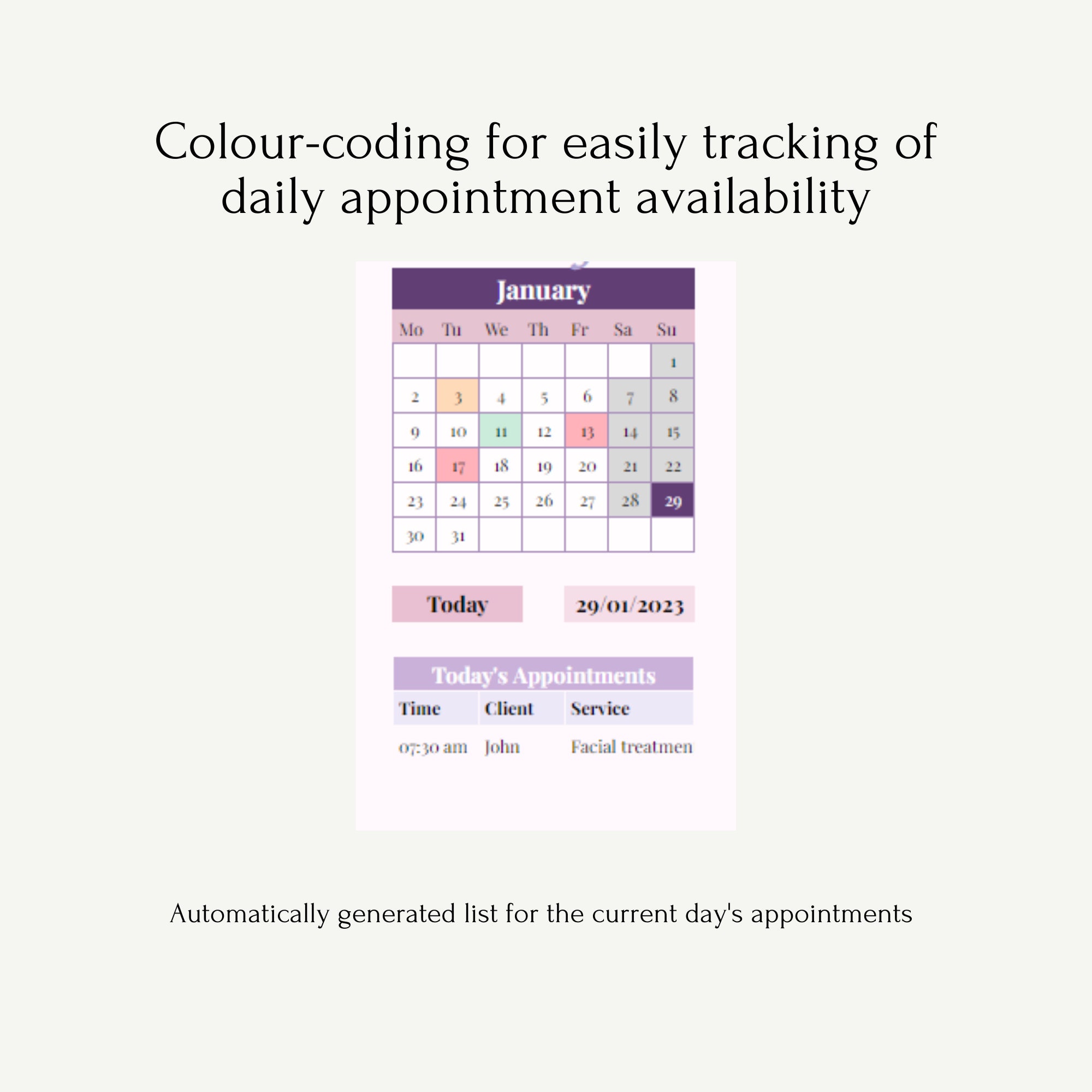 Digital Business/individual Aesthetic Appointment Schedule, Google ...