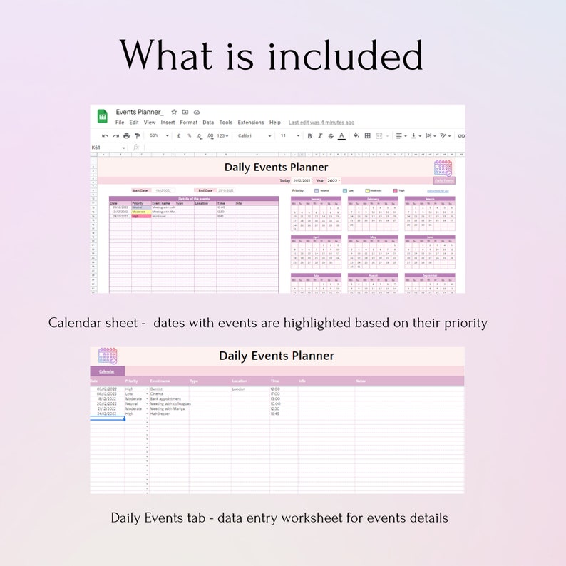 Events Planner Google Sheets Template Event Planning to Do - Etsy