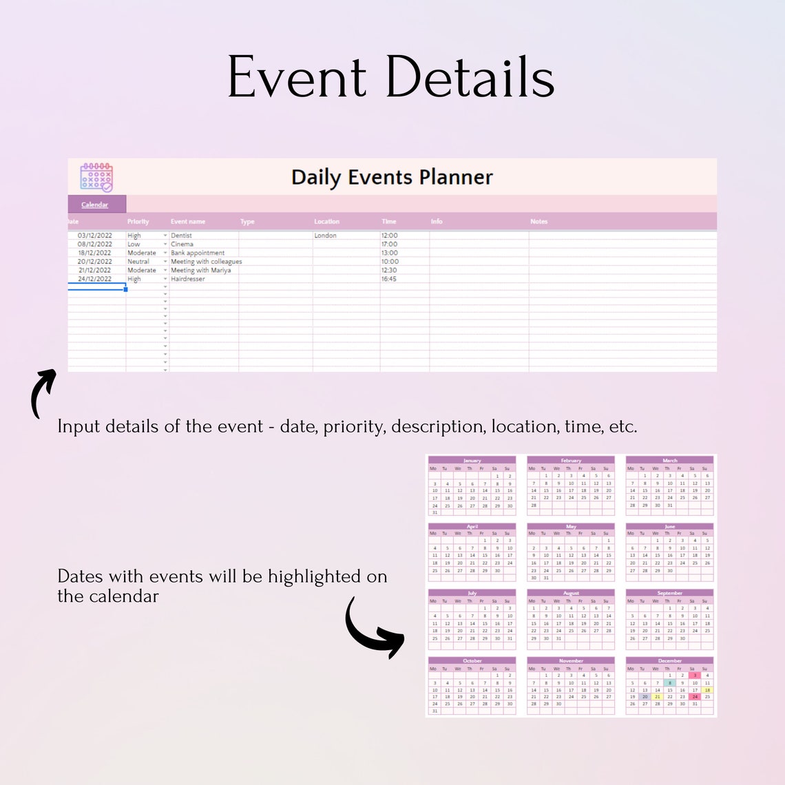 Events Planner Google Sheets Template Event Planning to Do - Etsy