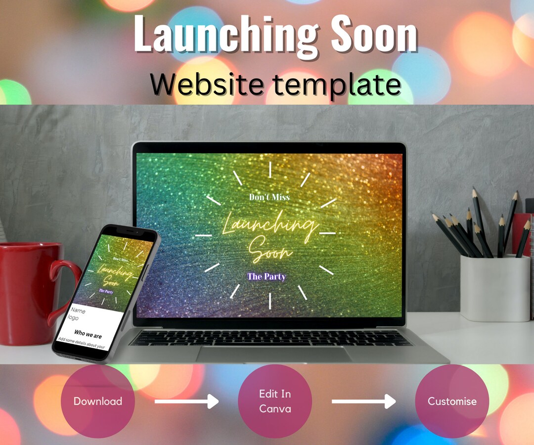 Launching Soon Website Template, Customisable Party Vibe Template ...