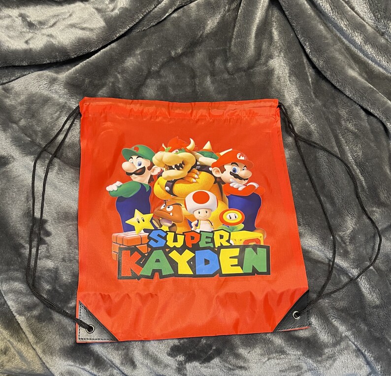 CUSTOMIZABLE Bag, Draw String Bag, SUPER MARIO, Personalized Kids and ...