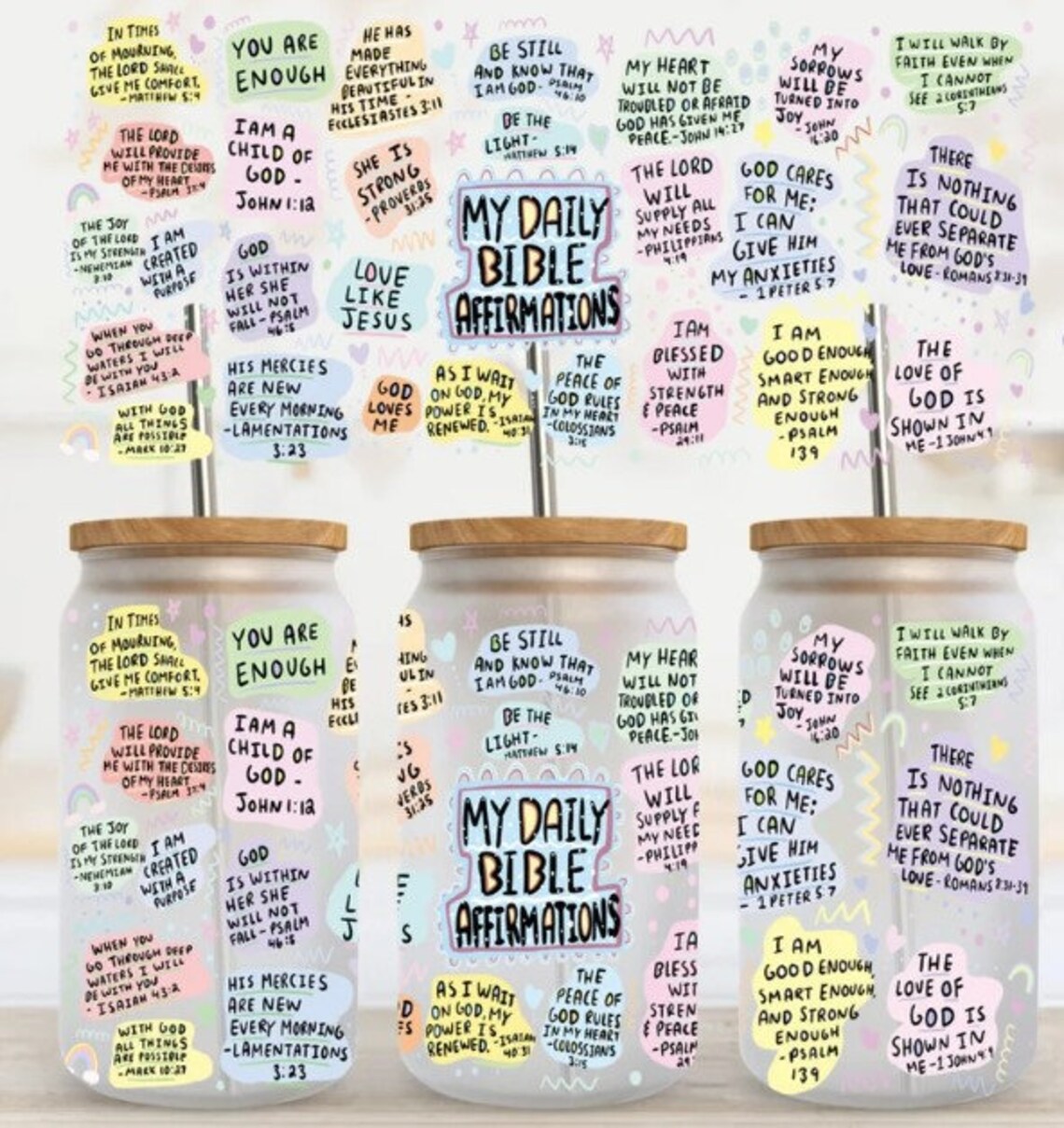 Bible AFFIRMATION, Daily Affirmations, Christian CUPS, 16 Oz Bible ...