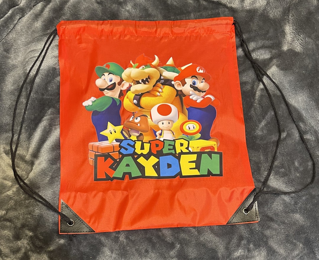 CUSTOMIZABLE Bag, Draw String Bag, SUPER MARIO, Personalized Kids and ...