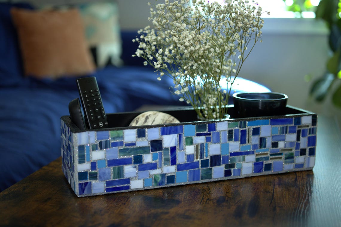 17" Blue Tile Planter Box, Home Decor (plants Not Included - Etsy