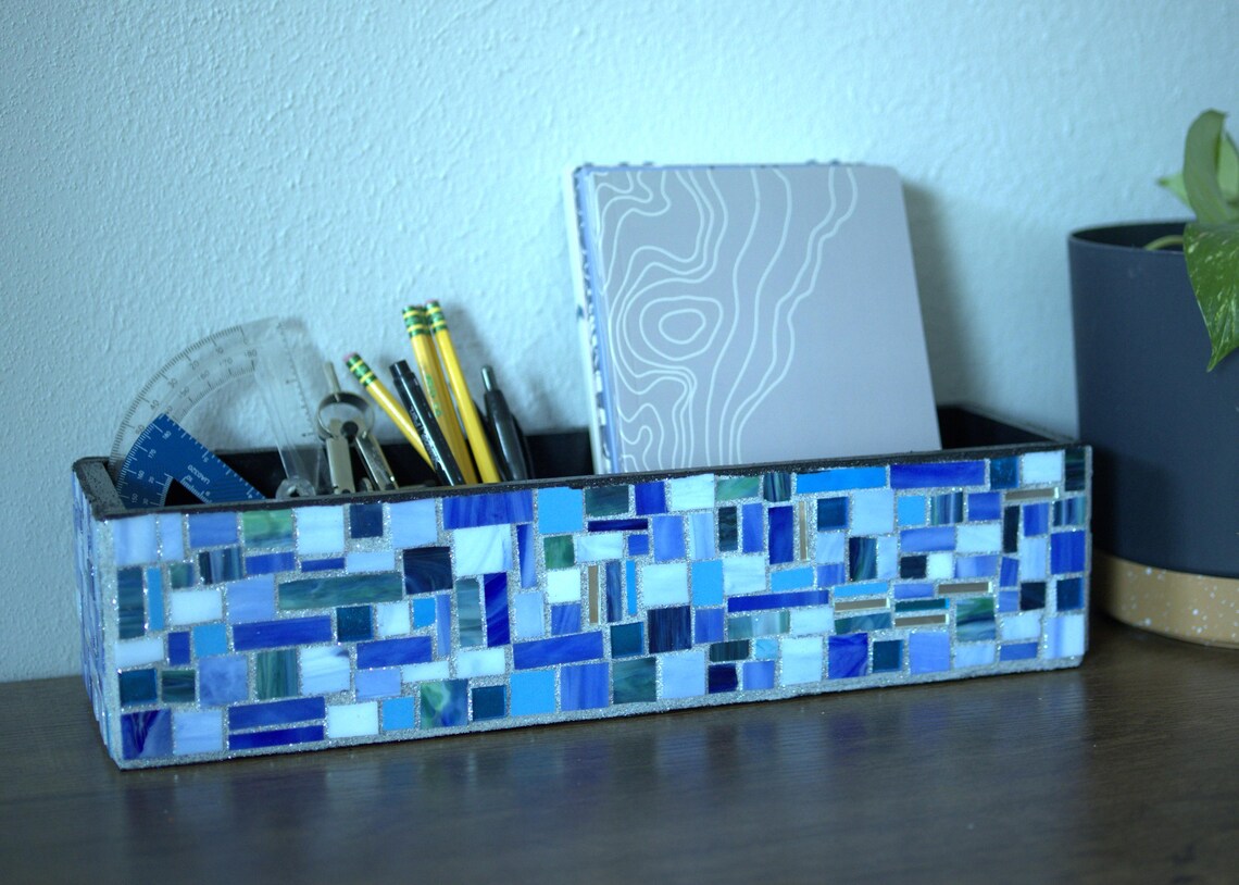 17" Blue Tile Planter Box, Home Decor (plants Not Included - Etsy