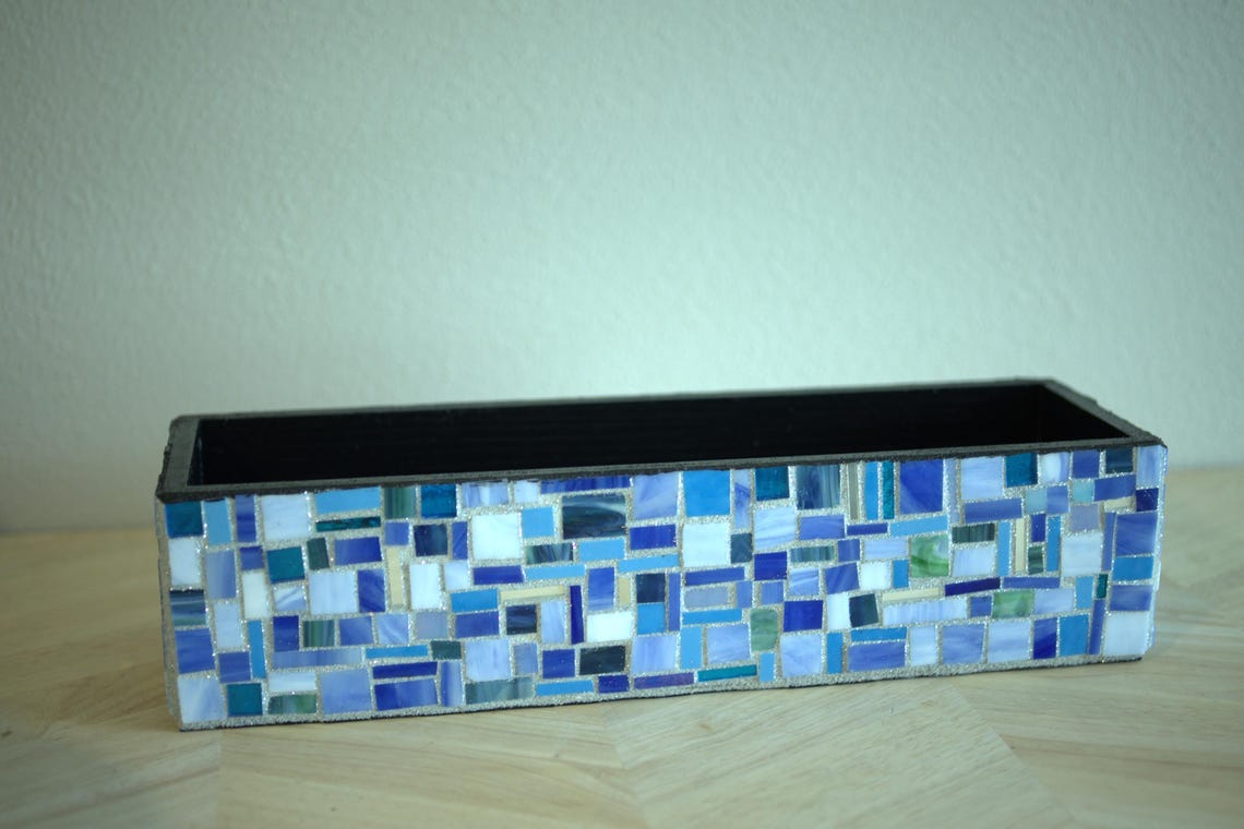 17" Blue Tile Planter Box, Home Decor (plants Not Included - Etsy
