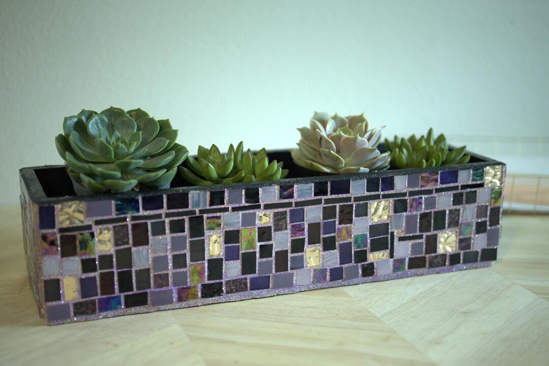 Purple Mosaic Tile Planter Box, Home Decor (plants Not Included) - Etsy