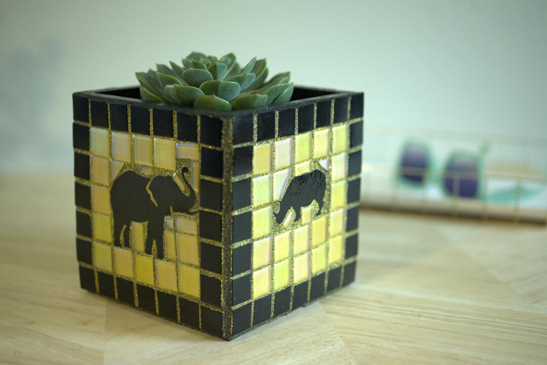 6" Square Yellow Tile Planter Box, Home Decor (plant Not Included) - Etsy