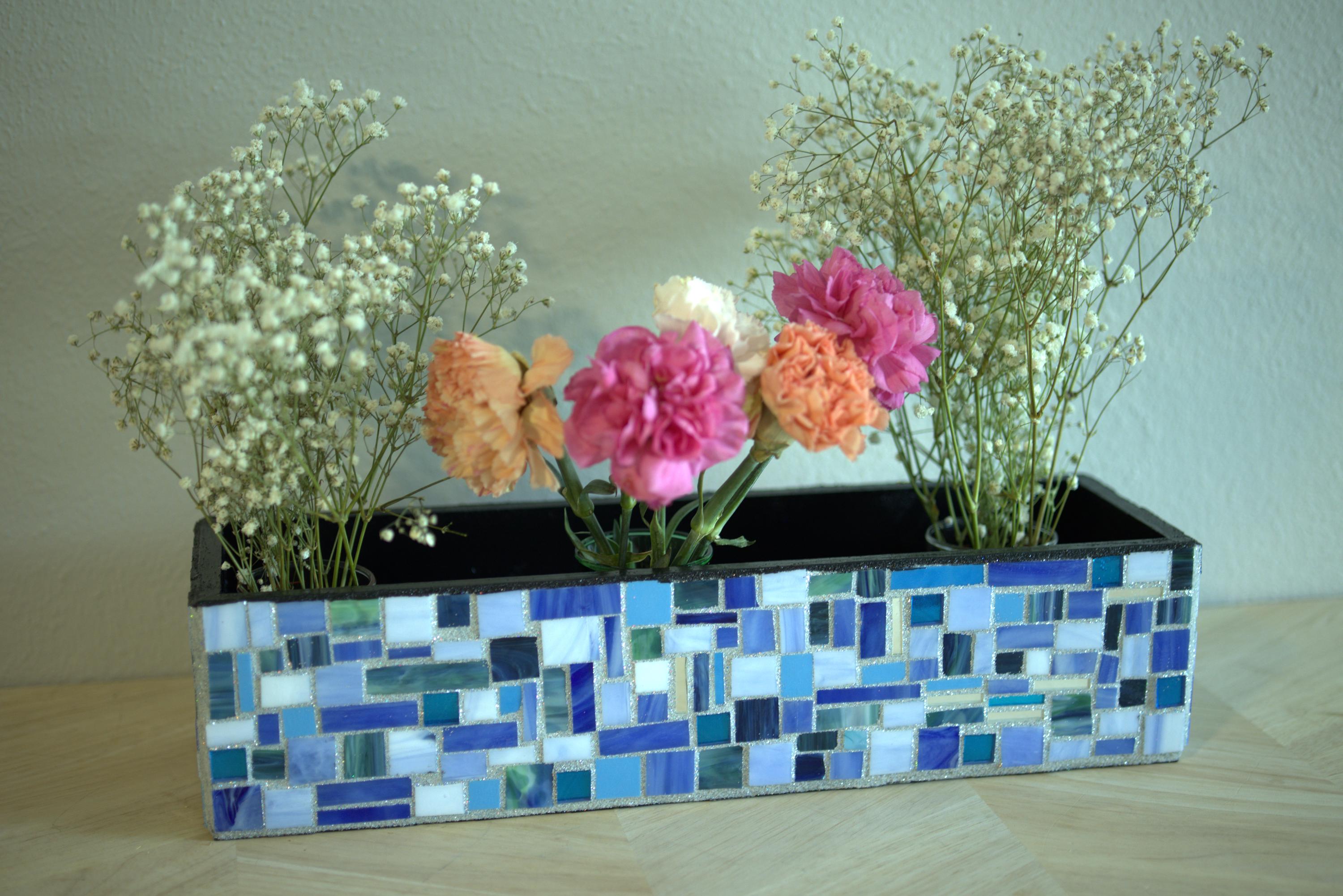 17" Blue Tile Planter Box, Home Decor (plants Not Included - Etsy