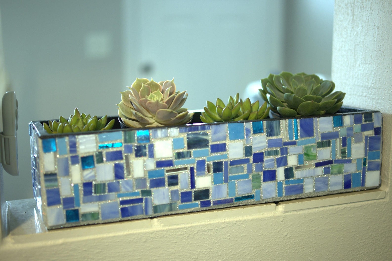 17" Blue Tile Planter Box, Home Decor (plants Not Included - Etsy