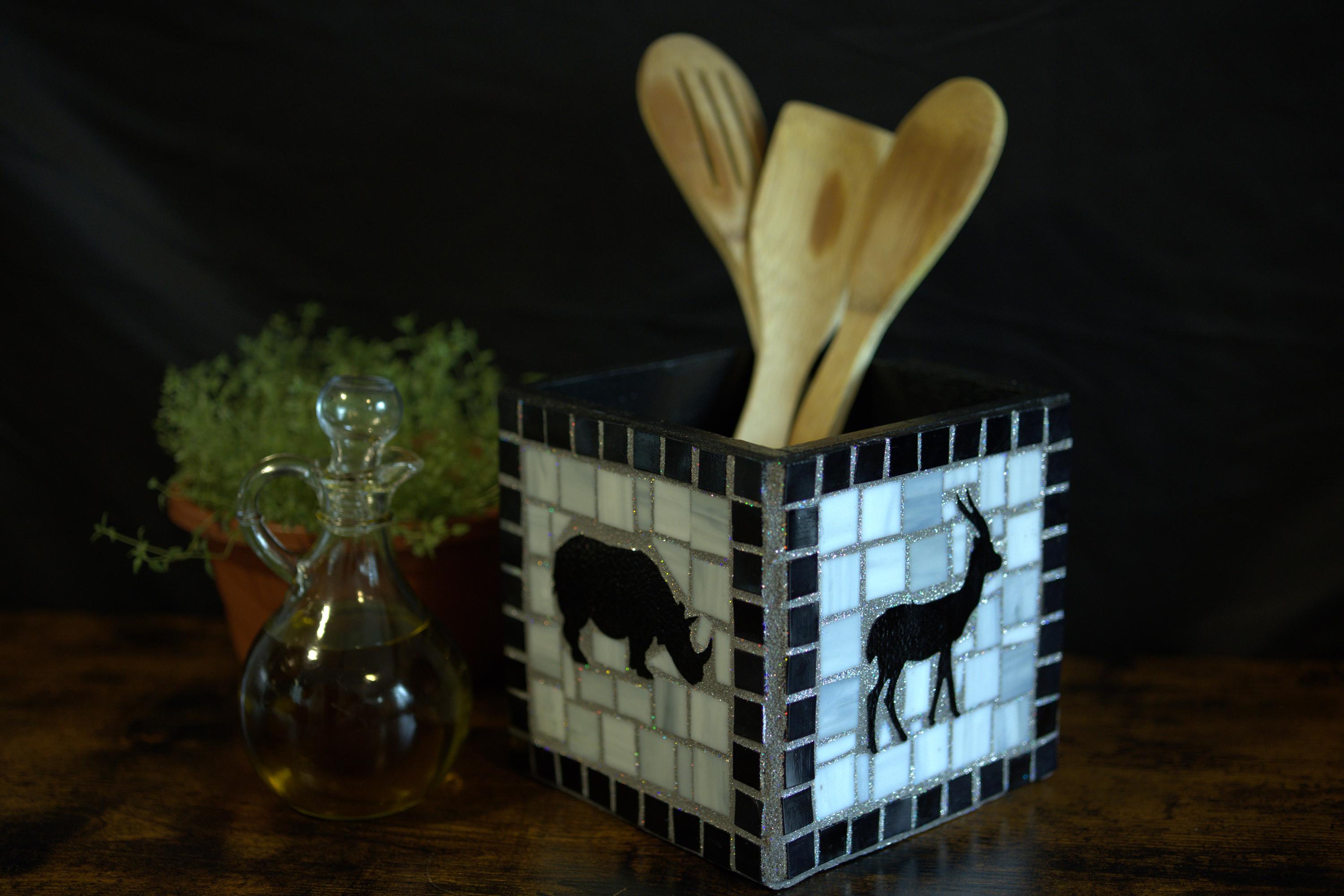Light Grey Marble Mosaic Tile Planter Box 6" Square, Home Decor (plant ...
