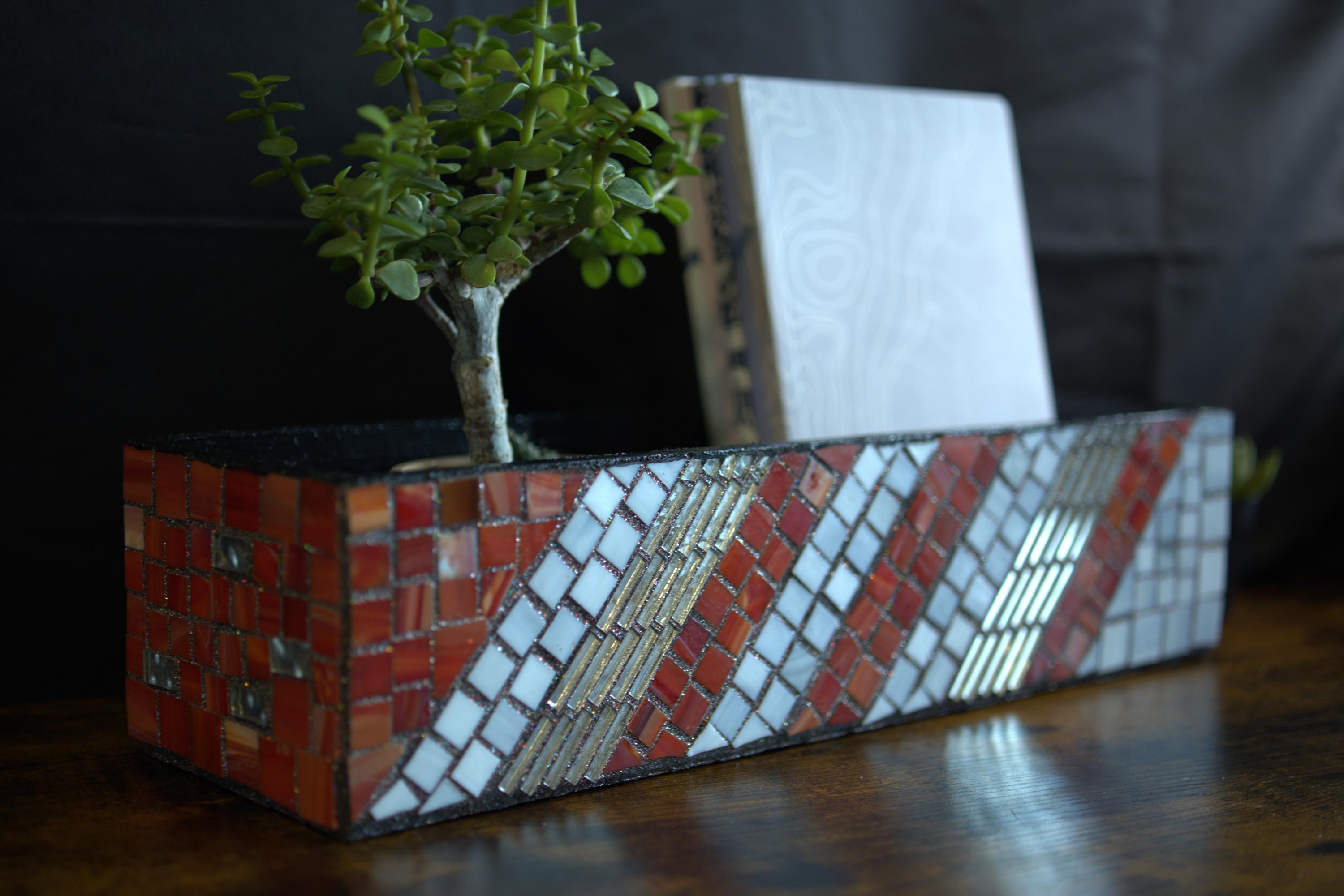 Red Mosaic Tile Planter Box, Home Decor (plants Not Included) - Etsy