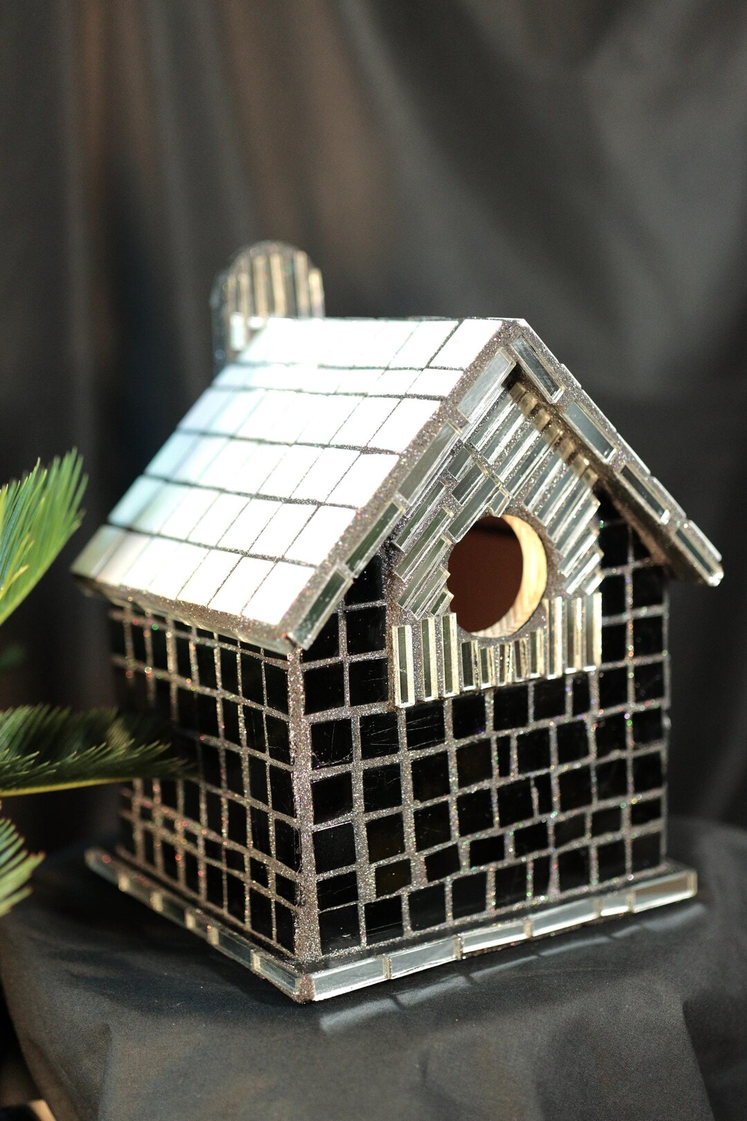 Black and Silver Tile Birdhouse 6" Square, 8" Tall - Etsy