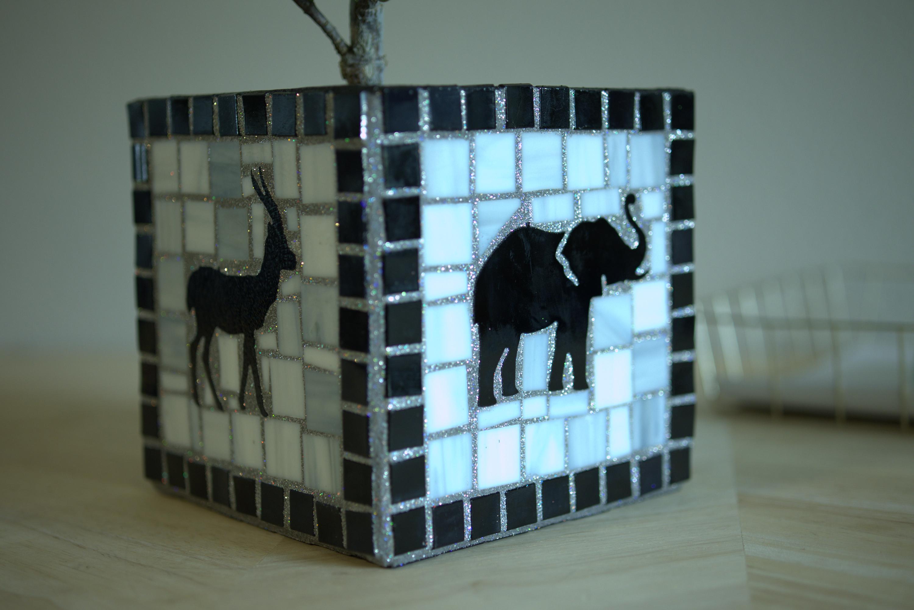Light Grey Marble Mosaic Tile Planter Box 6" Square, Home Decor (plant ...