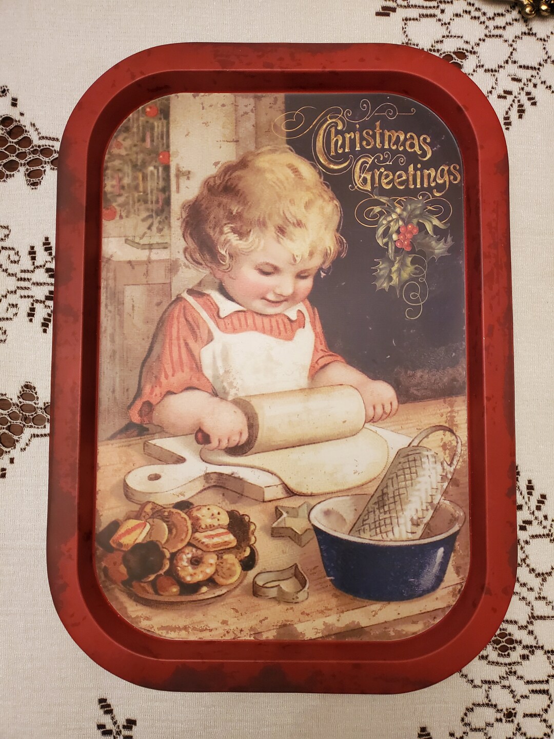 Christmas Greetings Metal Serving Tray - Etsy
