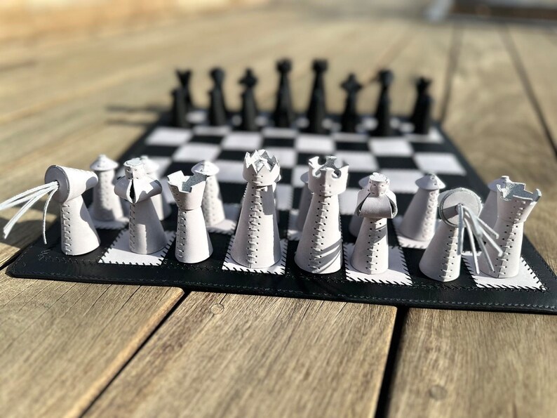 Chess Set, Leather Chess Set, Board Game - Etsy