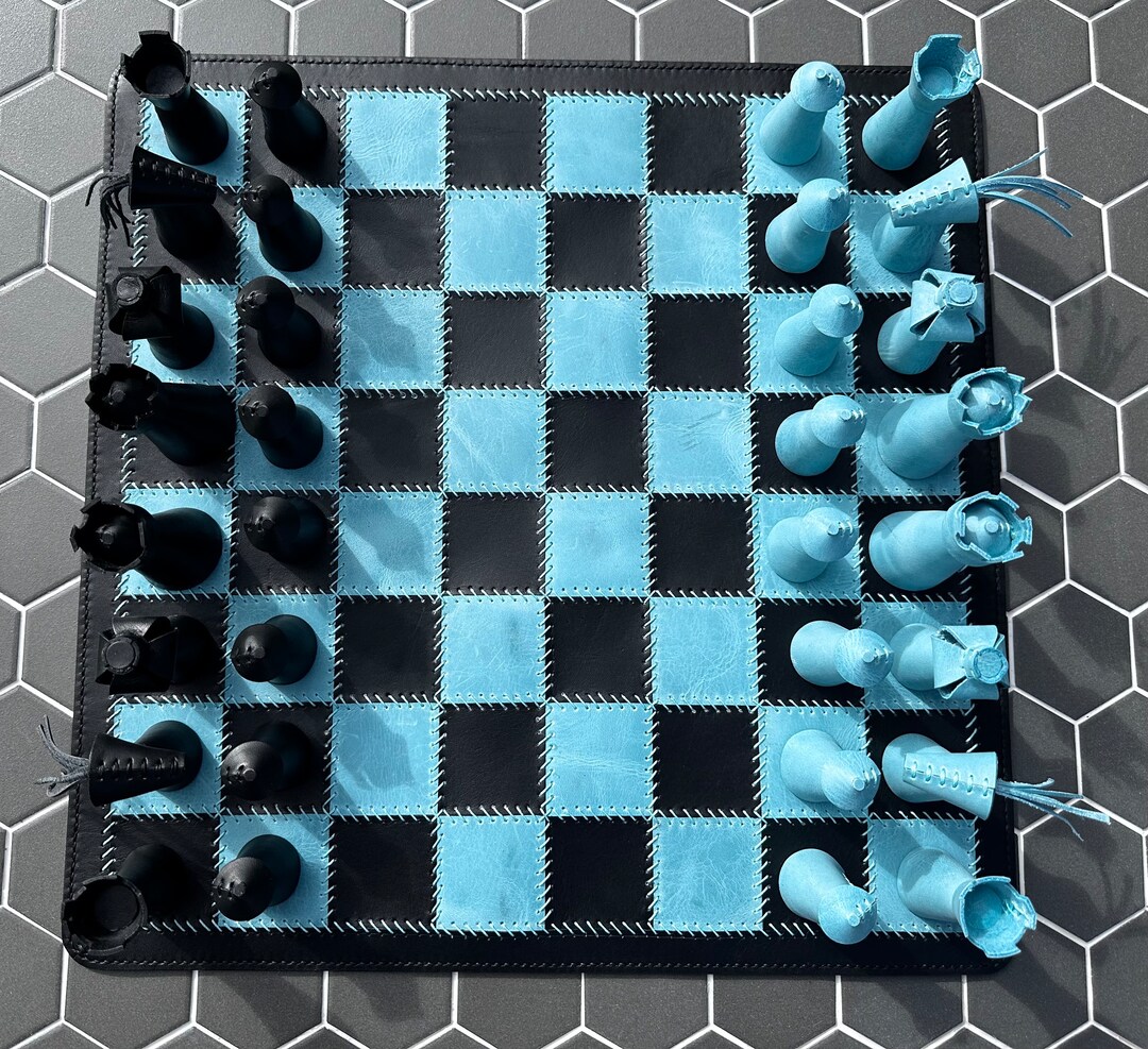 Chess Set, Leather Chess Set, Board Game - Etsy