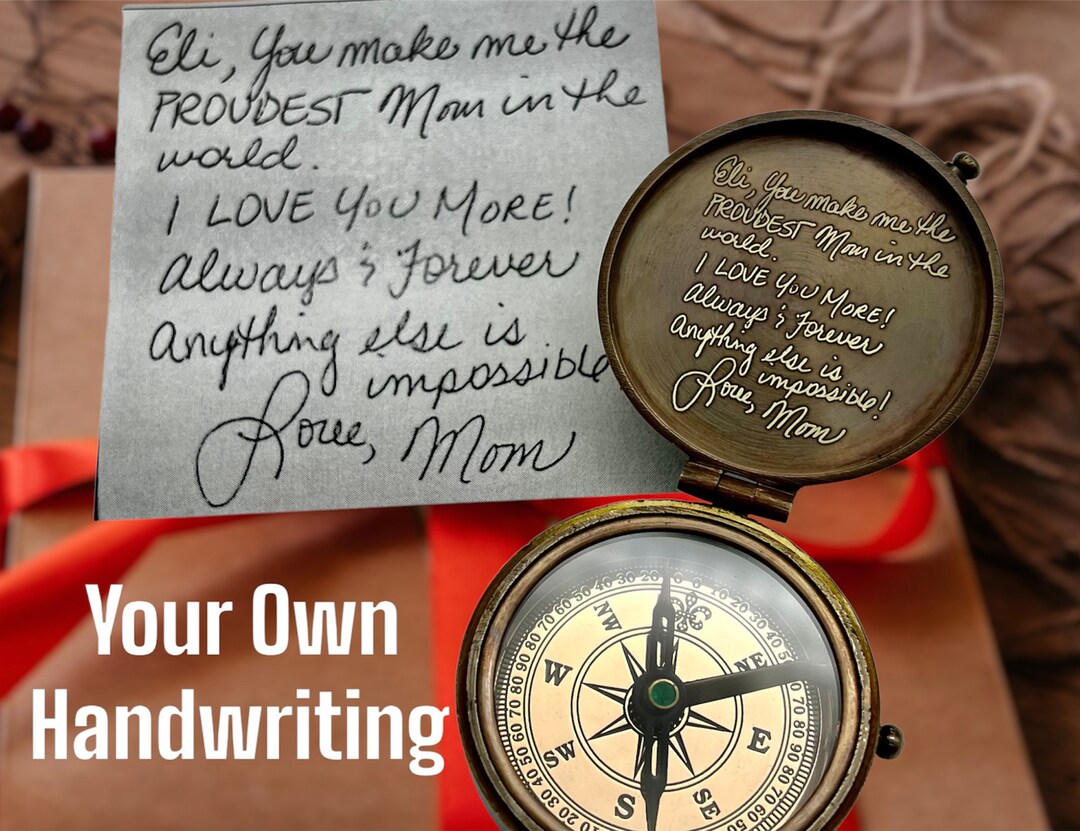 Your Actual Handwriting Compass, Wedding Gift for Groom, Father of the ...
