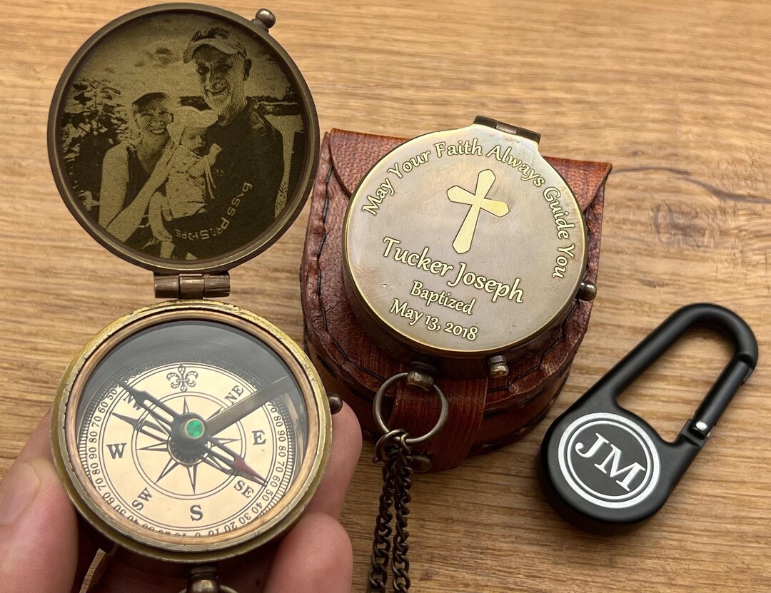 Christmas Gift Compass, Picture Engraved Compass, Personalized Compass ...