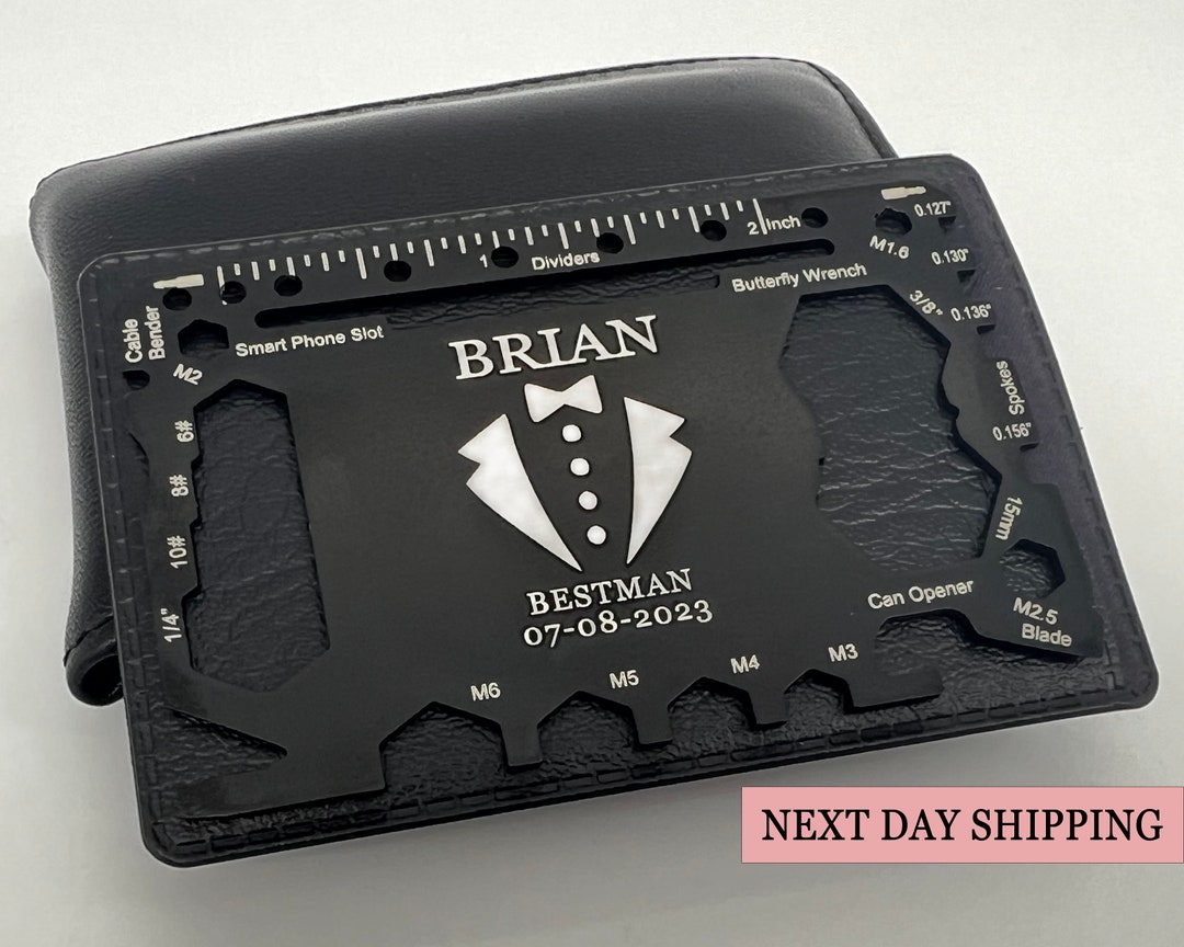 Personalized Groomsmen Wallet Card: Engraved Stainless Steel Multi-tool ...