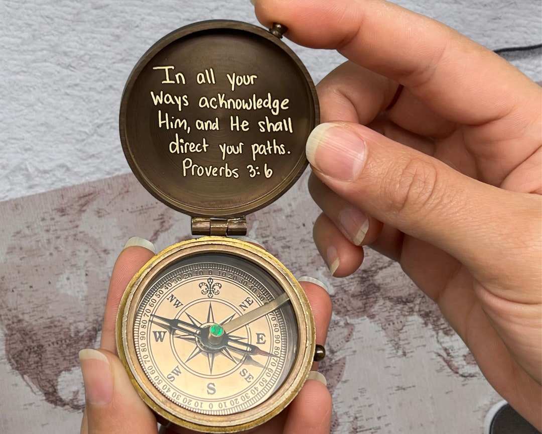 Personalized Engraved Compass, Custom Gift for Baptism, Adventure ...
