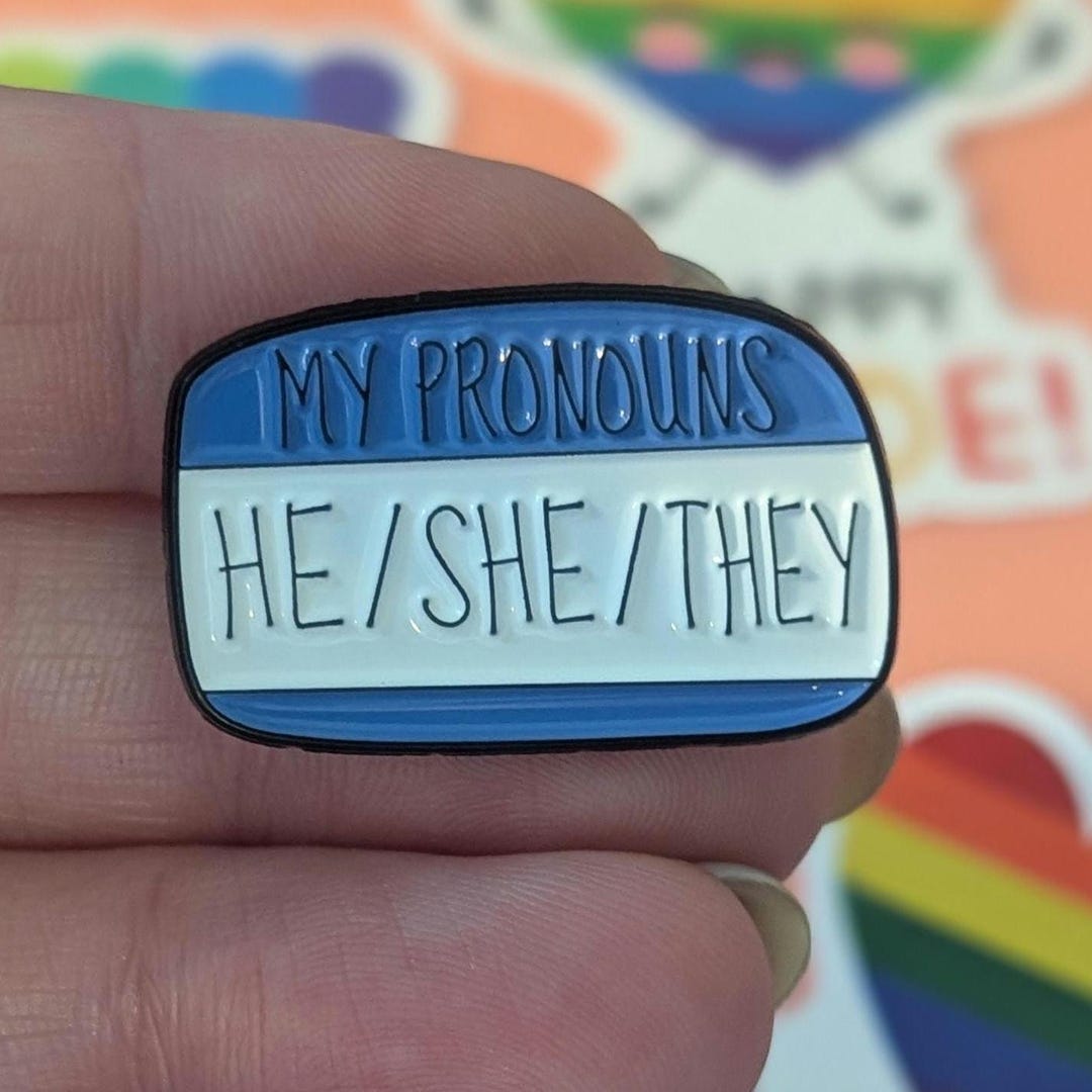 LGBTQIA2S+ Pronouns He/she/they Enamel Pin Lapel Badge Gay Pride ...