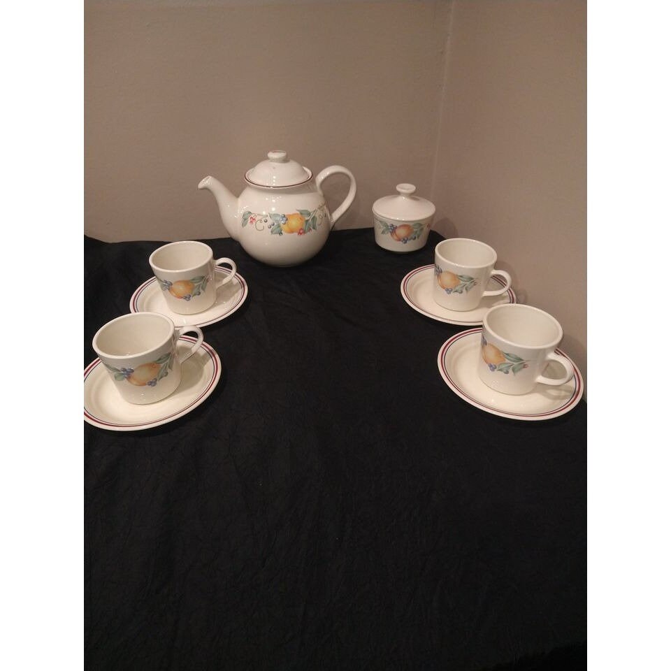 Abundance Fruit Tea Set Teapot Sugar Bowl 4 Teacups and 4 - Etsy