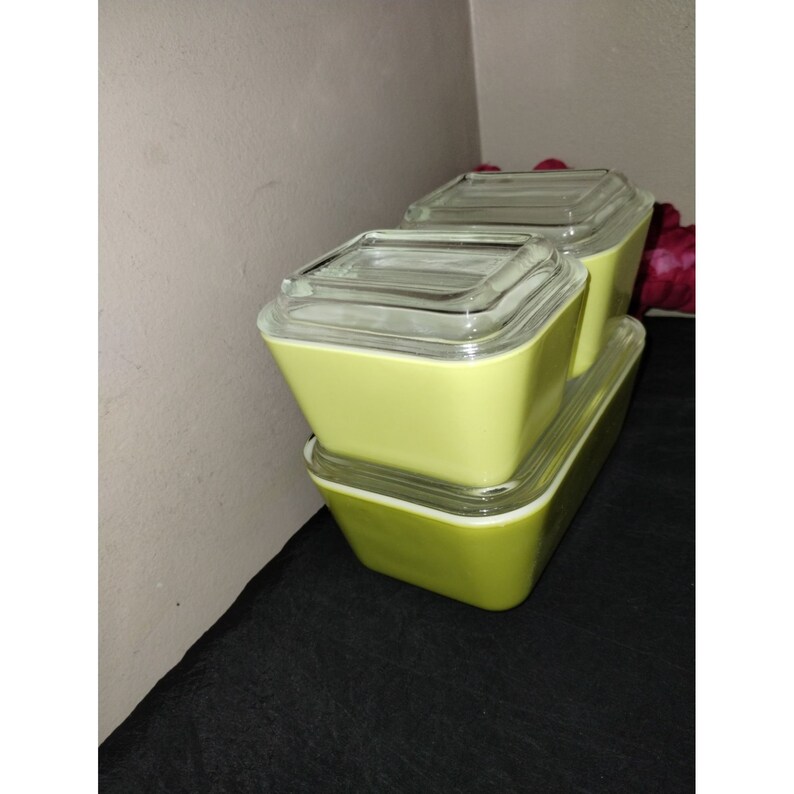 Vintage PYREX 'verde' Fridge Set With Lids 6 Pieces - Etsy