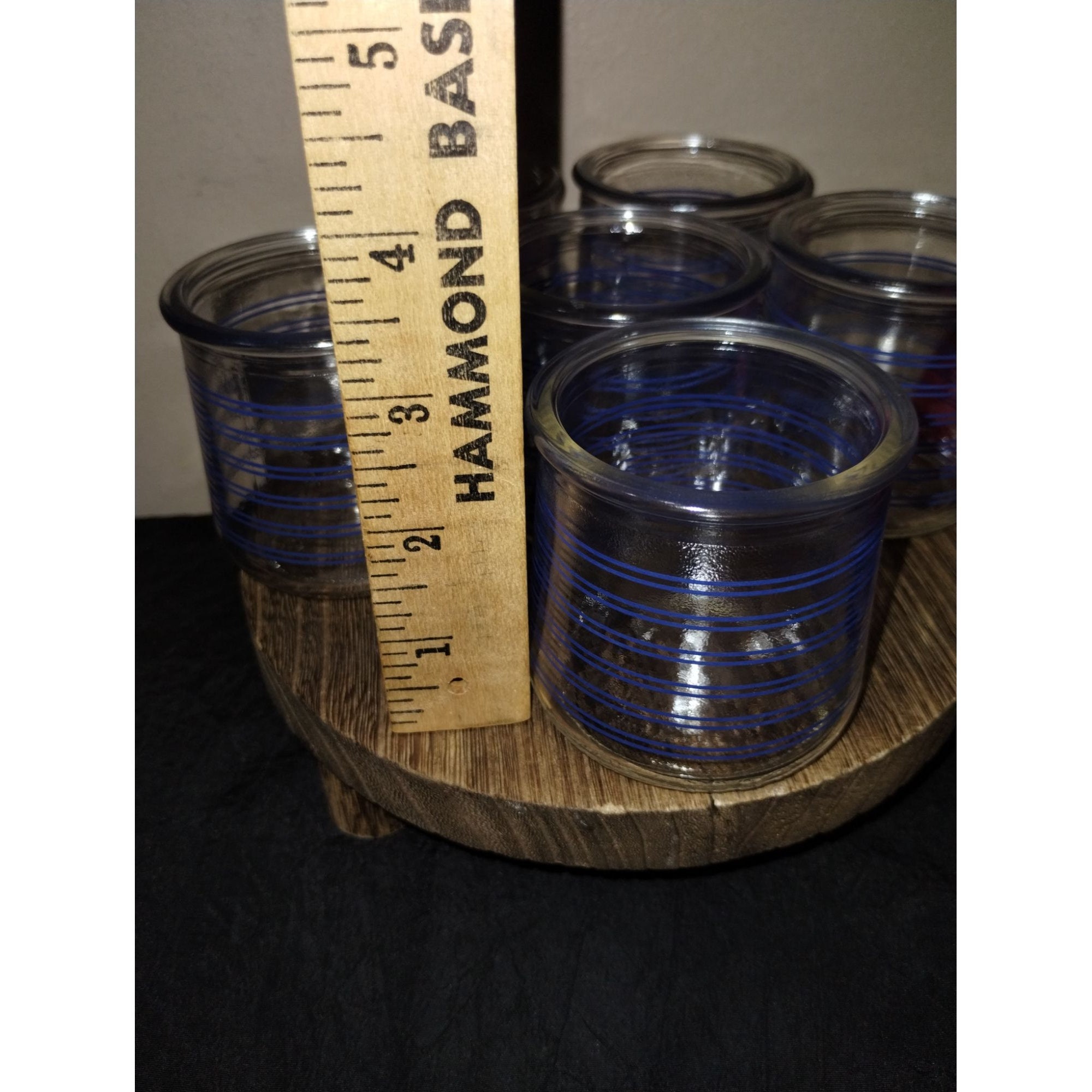 6 Piece Vintage Qui Yogurt Jars Clear Glass With Blue Stripes - Etsy