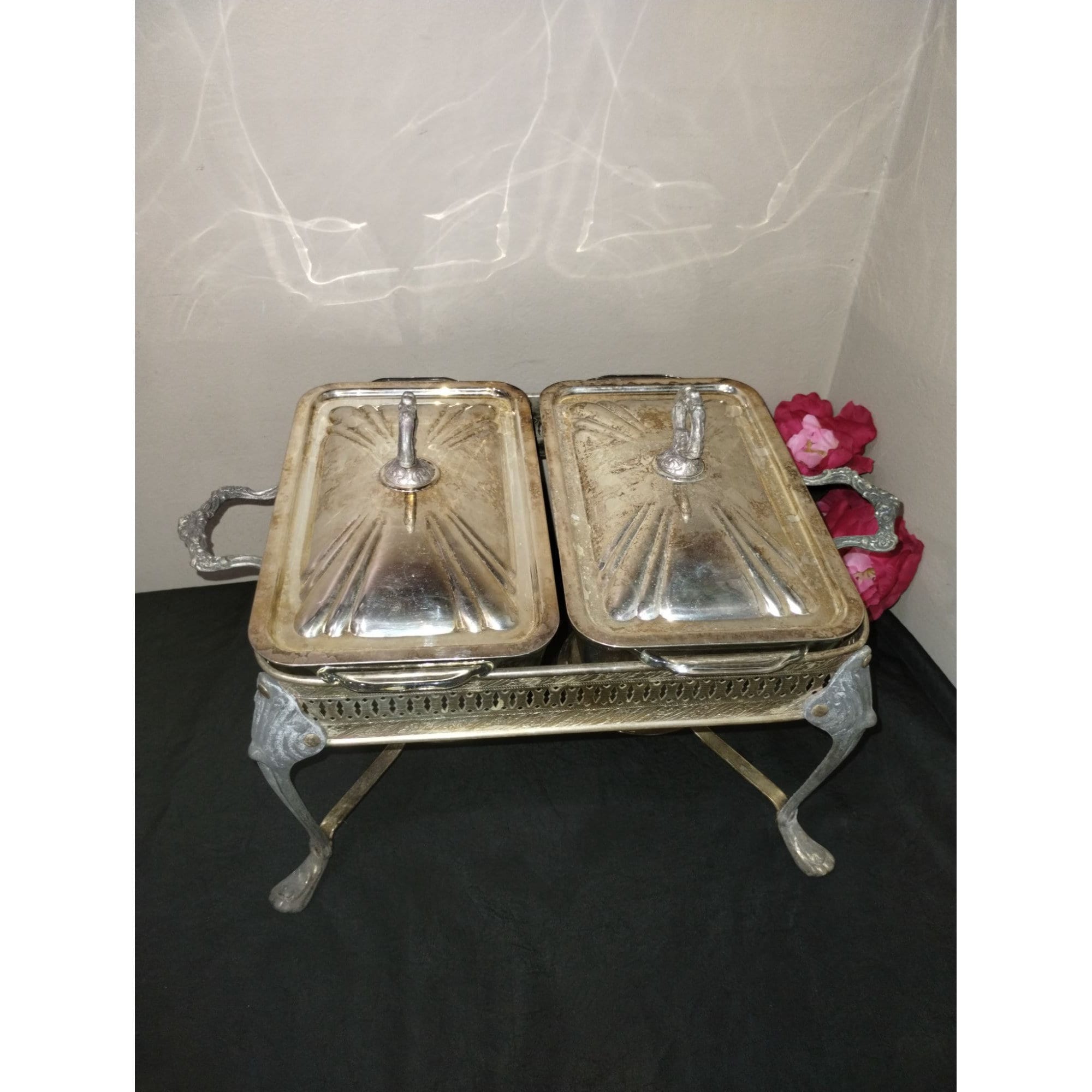 Vintage Silver-plated, Double Chafing Serving Dish Includes 2 Vintage ...
