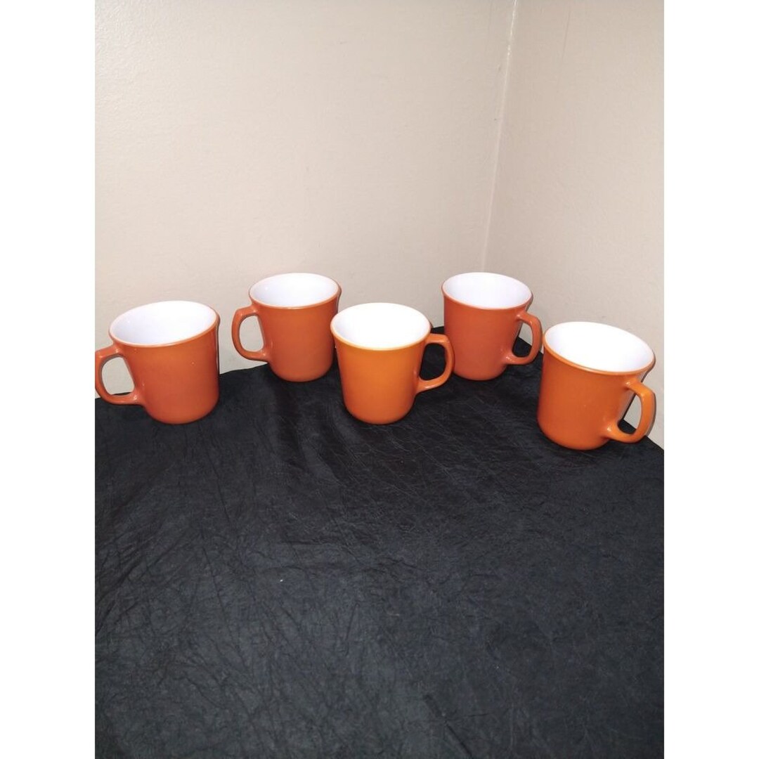 Vintage Pyrex & Corning Coffee Mugs Burnt Orange Color - FREE SHIPPING ...