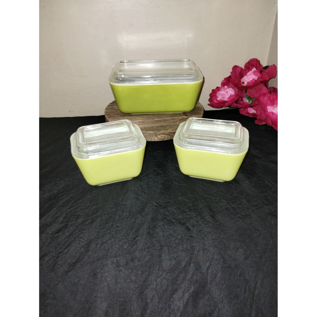 Vintage PYREX 'verde' Fridge Set With Lids 6 Pieces - Etsy