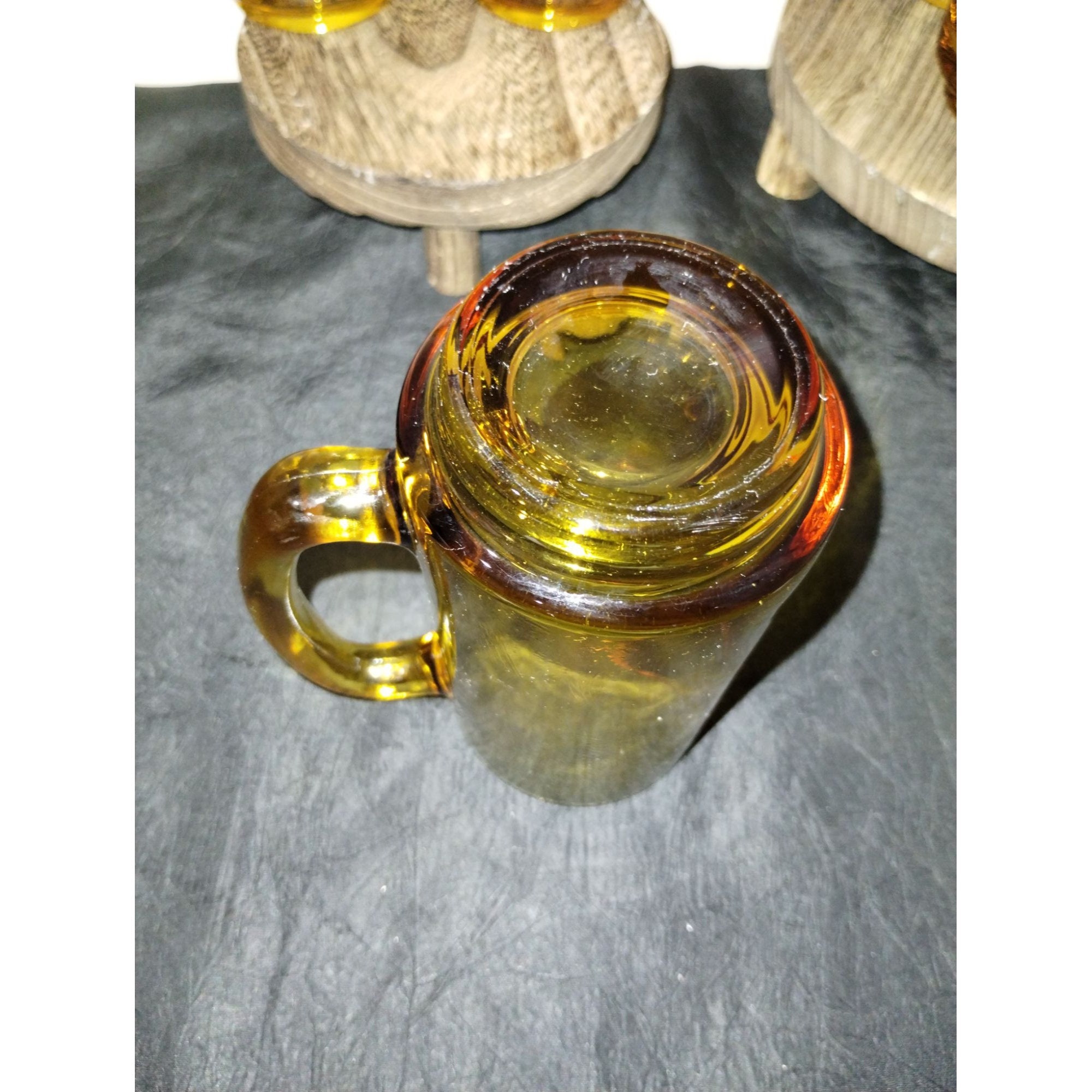 Vintage 1970s Amber Glass Mugs, Set of 6 - Etsy