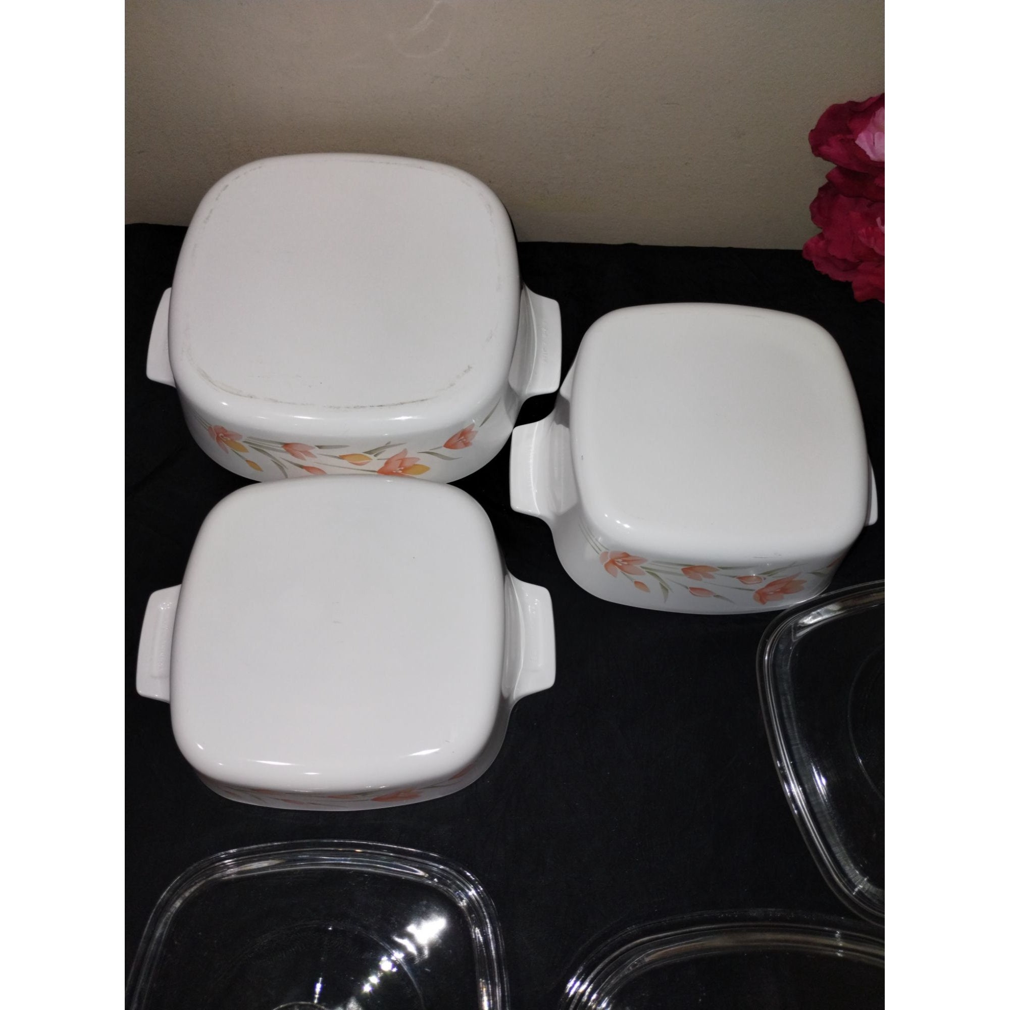 Vintage Peach Floral Corningware Casserole Set With Lids. - Etsy