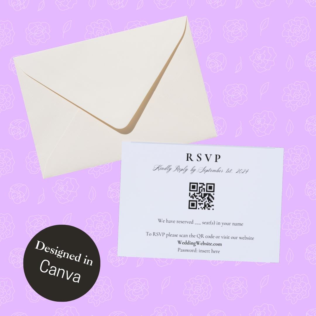 Wedding QR Code RSVP Card | Digital Response Card | Wedding Editable ...