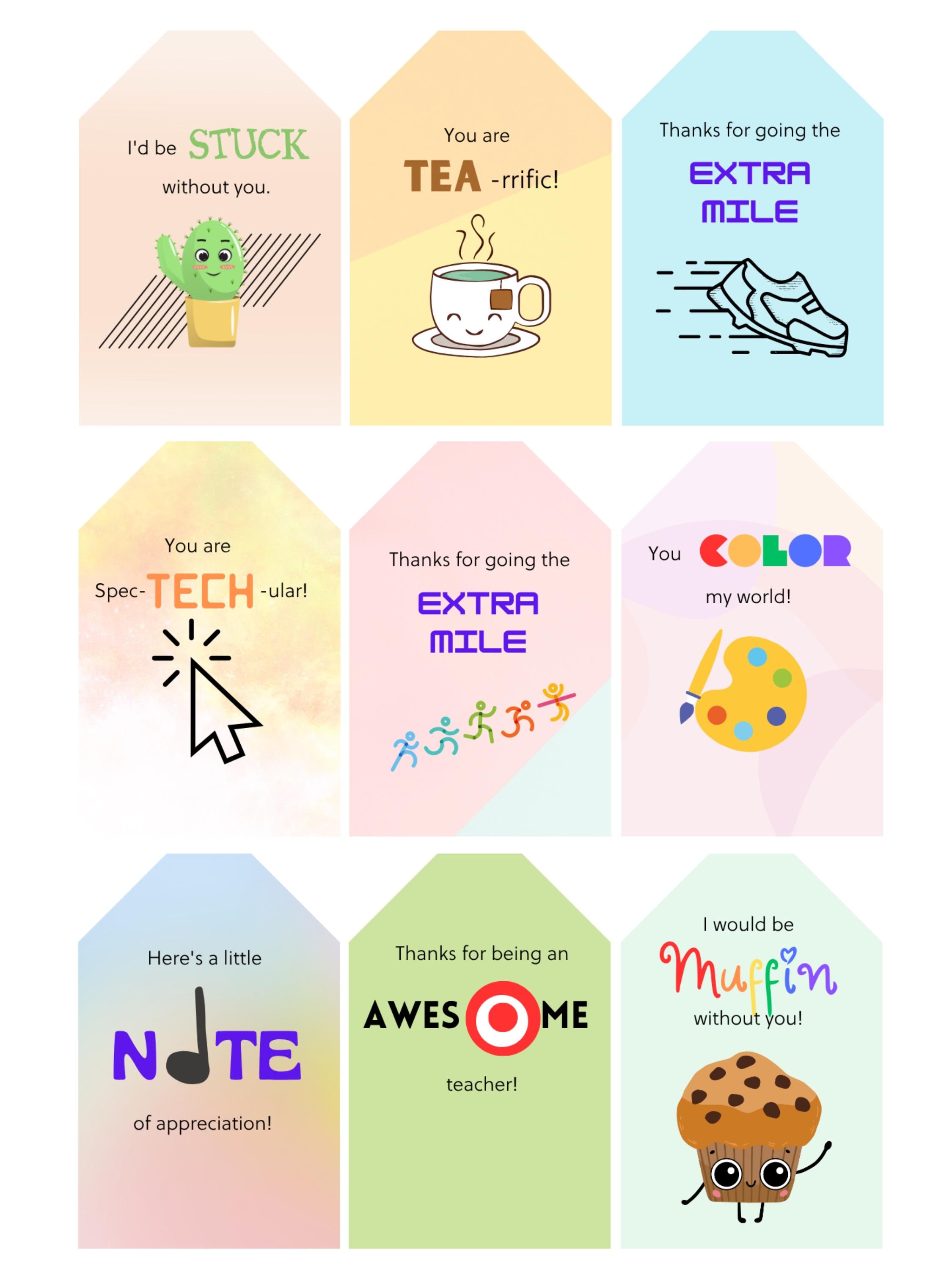 Printable Teacher Gift Tags | Punny Thank You Notes (PDF) - Etsy