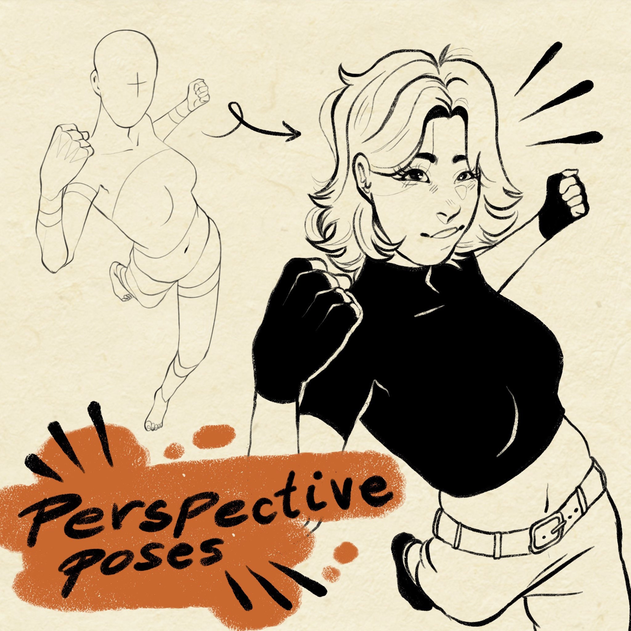 50 Dynamic Art Poses Stamp Pack for Procreate - Pose Chart Included in ...