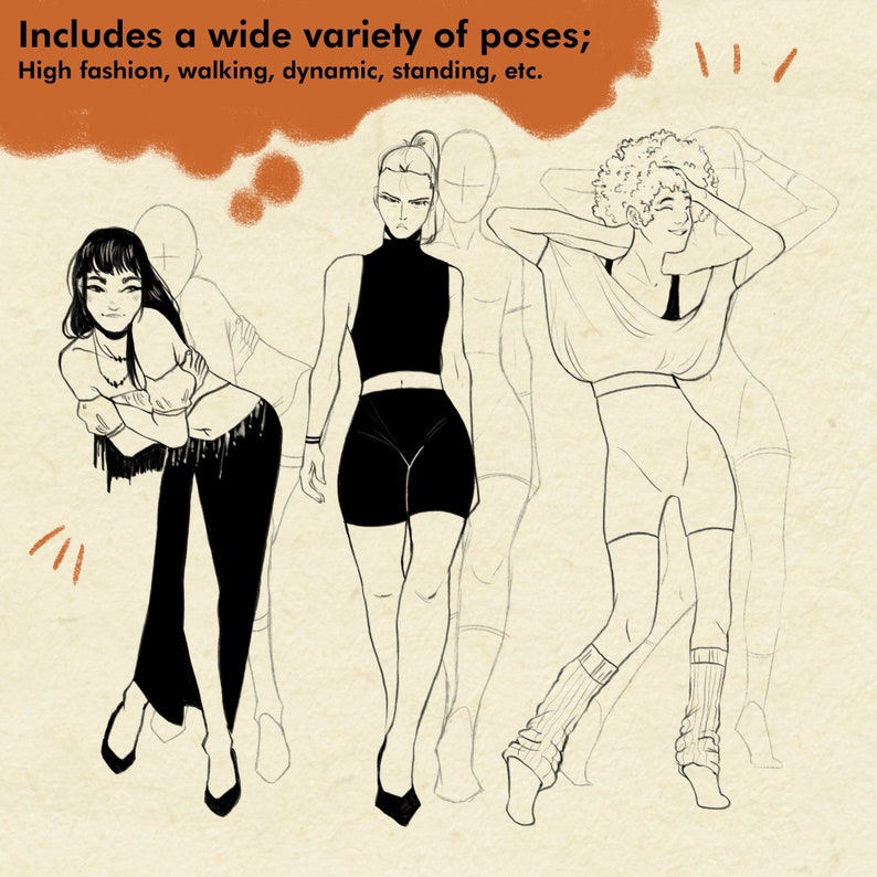 40 Fashion Art Poses Stamp Pack for Procreate - High Fashion, Fashion ...