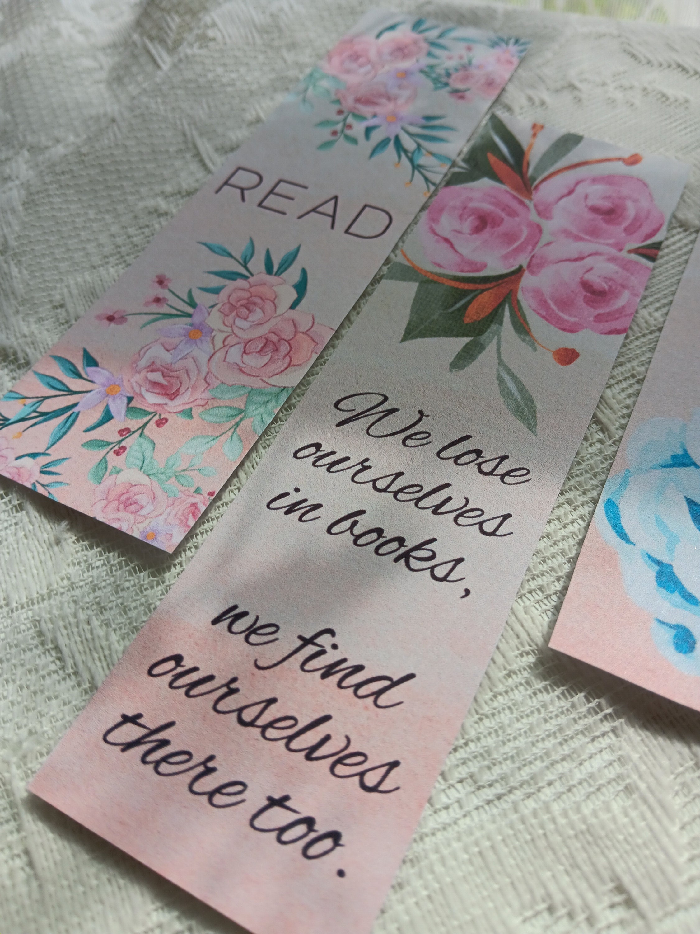 Printable Bookmarks, Set of Six, Downloadable, Floral, Bookish - Etsy