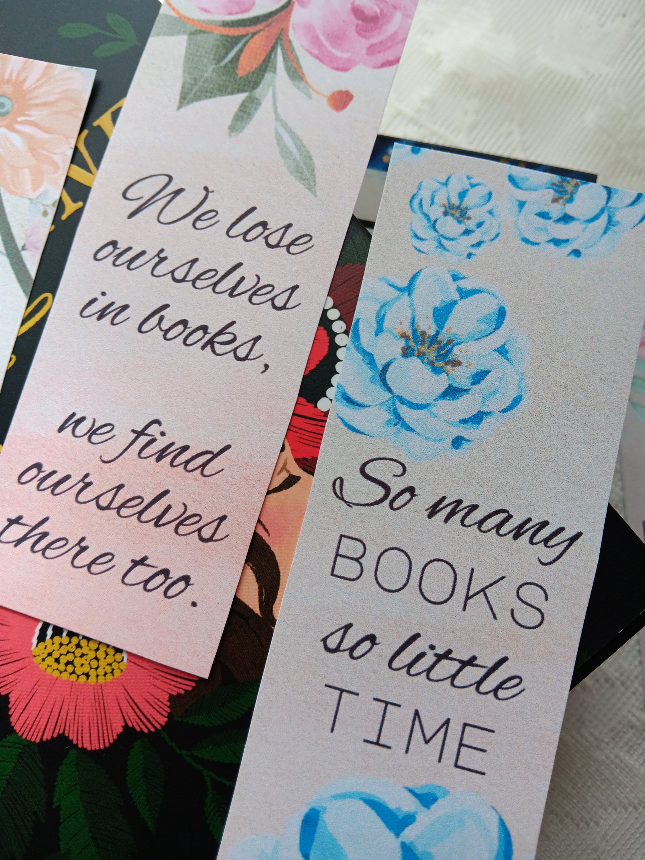 Printable Bookmarks, Set of Six, Downloadable, Floral, Bookish - Etsy