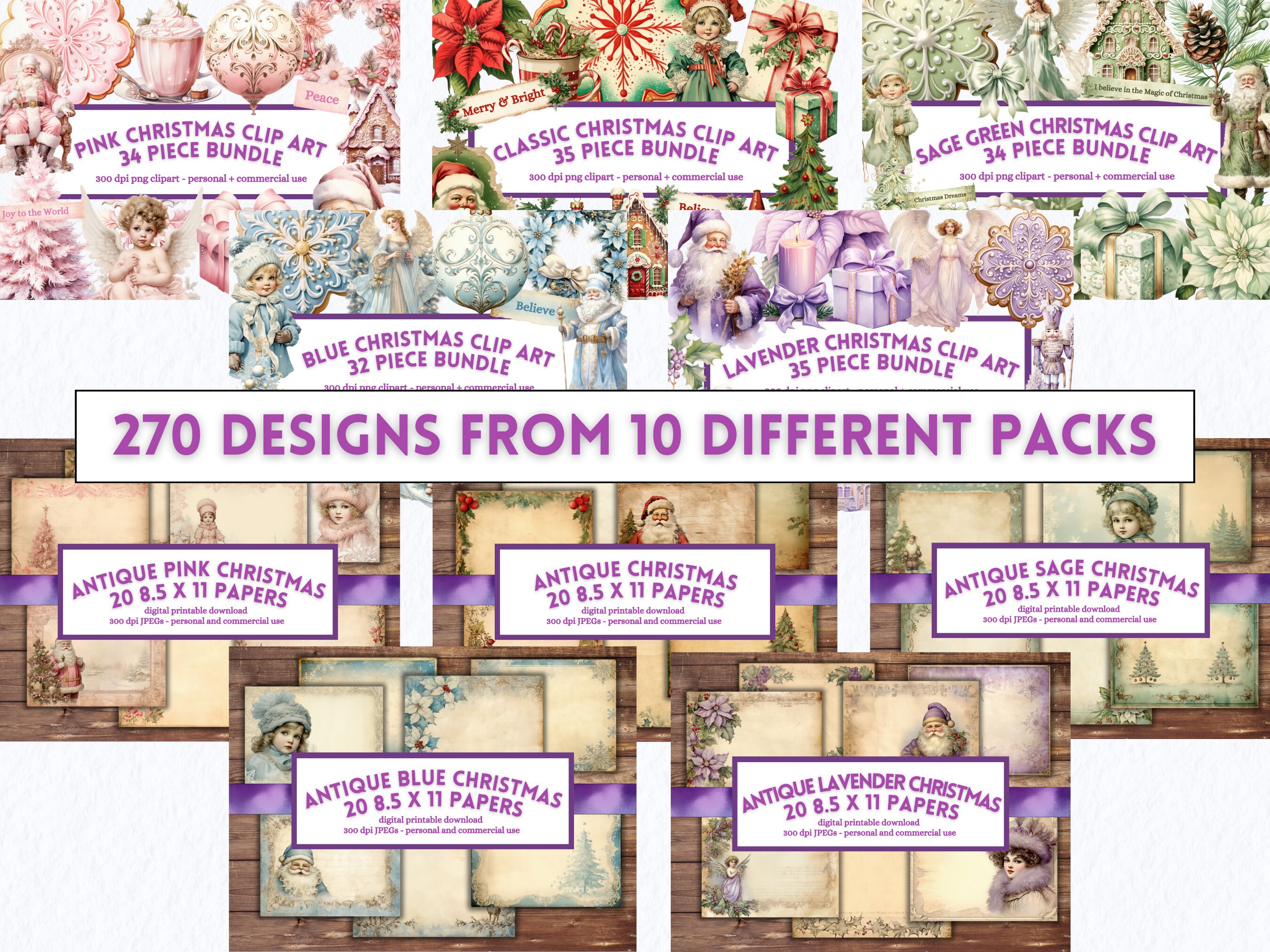 CHRISTMAS Big Bundle Pack of PNG Clipart and Digital Paper, Scrapbook ...