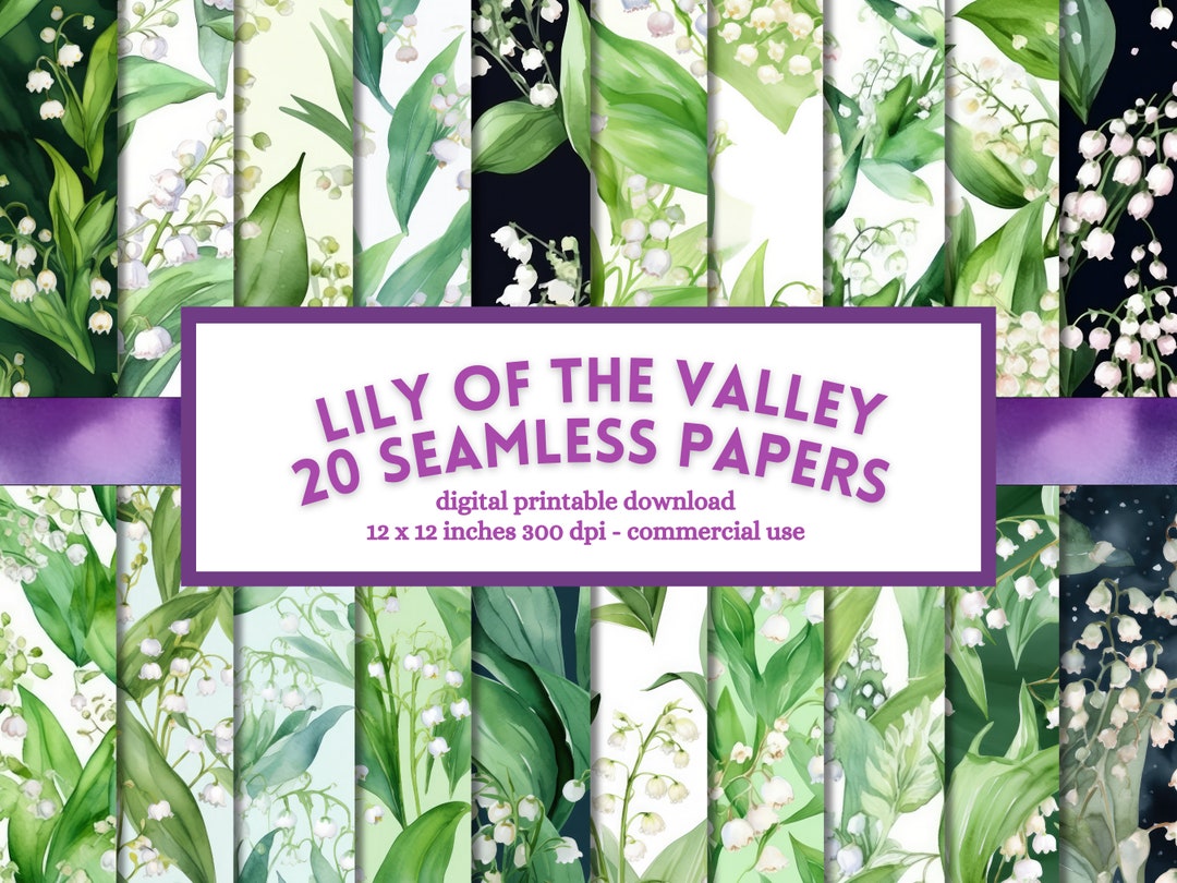 Lily of the Valley Digital Paper: Watercolor Floral Scrapbook (digital ...