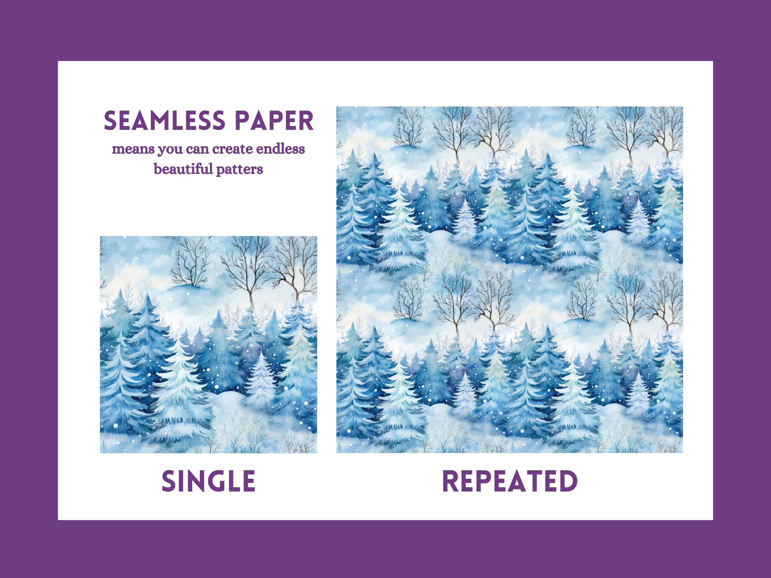 Let It Snow Digital Paper, Watercolor Painting, Seamless Design ...